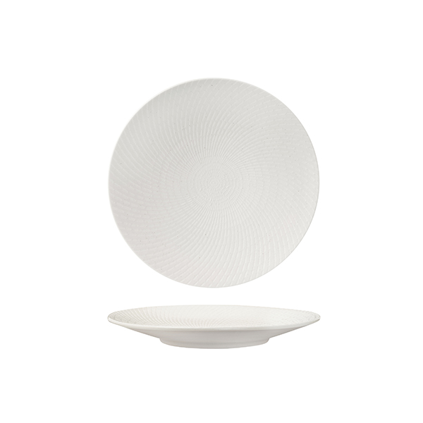 Luzerne Zen White Swirl Round Coupe Plate - Ayoub Supply